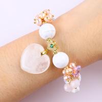 China Natural White Turquoise Gemstone Beaded Bracelet 20cm Handmade Adjustable Charm Bracelet for sale