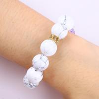 China Natural White Turquoise Gemstone Beaded Bracelet 20cm Handmade Adjustable Charm Bracelet for sale