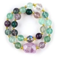 China Handmade Natural Colored Fluorite Gemstone Bracelet 14.17 Inches Adjustable Charm Bracelet for sale