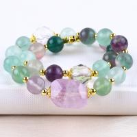 China Handmade Natural Colored Fluorite Gemstone Bracelet 14.17 Inches Adjustable Charm Bracelet for sale