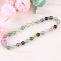 China Handmade Natural Colored Fluorite Gemstone Bracelet 14.17 Inches Adjustable Charm Bracelet for sale