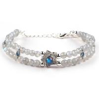 China Handmade Natural Moonstone Beaded Bracelet 20cm Adjustable Charm Bracelet for Party Daily Wear for sale