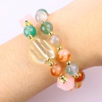 China Handmade Natural Blossoms Agate Stone Bracelet 36cm Adjustable Charms Jewelry for Party Daily Gift for sale