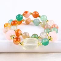 China Handmade Natural Blossoms Agate Stone Bracelet 36cm Adjustable Charms Jewelry for Party Daily Gift for sale