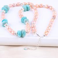 China 6mm Natural Purple Freshwater Pearl & Amazonite Handmade Necklace - 2PCS MOQ, Copper Silver Plating for sale