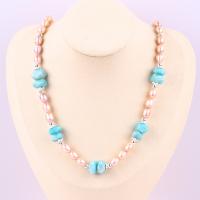 China 6mm Natural Purple Freshwater Pearl & Amazonite Handmade Necklace - 2PCS MOQ, Copper Silver Plating for sale
