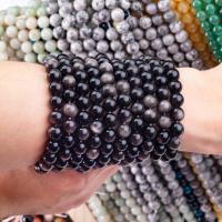 China 8mm Silver Obsidian Gemstone Beads 45cm Strand Healing Crystal for Jewelry Making for sale