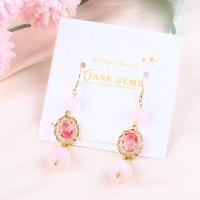 China Multifacted Natural Crystal Rose Quartz Round Shape Bead With Pink Oval Shape Charm Beaded Earring for sale