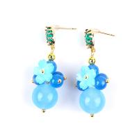 China 6mm 12mm Blue Chalcedony Crystal Stud Dangle Earrings Handmade DIY Jewelry for Daily Wear for sale