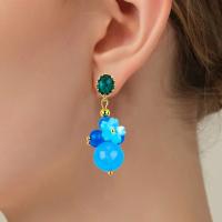 China 6mm 12mm Blue Chalcedony Crystal Stud Dangle Earrings Handmade DIY Jewelry for Daily Wear for sale