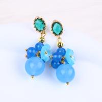 China 6mm 12mm Blue Chalcedony Crystal Stud Dangle Earrings Handmade DIY Jewelry for Daily Wear for sale