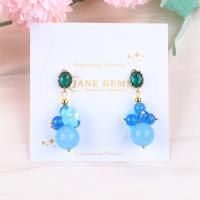 China 6mm 12mm Blue Chalcedony Crystal Stud Dangle Earrings Handmade DIY Jewelry for Daily Wear for sale