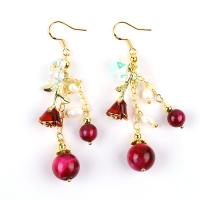 China 10mm & 8mm Rose Red Tiger Eye Crystal Earrings with White Pearl and Rose Flower Design - 2PCS Minimum Order for sale