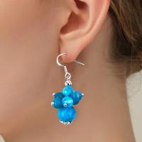 China 6mm 10mm Natural Apatite Crystal Dangle Earrings Copper Silver Plating Unisex Jewelry for sale