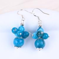 China 6mm 10mm Natural Apatite Crystal Dangle Earrings Copper Silver Plating Unisex Jewelry for sale