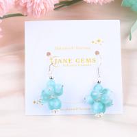 China 8mm 10mm Light Lake Blue Jade Round Bead Dangle Earrings Unisex Healing Jewelry Gift for sale