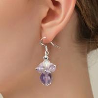 China Natural Lavender Azeztulite Crystal Bead Dangle Earring 8mm 10mm Flower Drop for sale