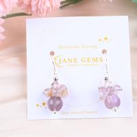 China Natural Lavender Azeztulite Crystal Bead Dangle Earring 8mm 10mm Flower Drop for sale