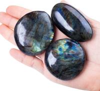 China Natural Labradorite Palm Stone 6x4x2cm Polished Irregular Worry Stone for Anxiety Relief Chakra Meditation for sale