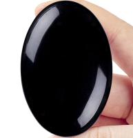 China Natural Polished Black Obsidian Palm Stone 6x4x2 cm Pocket Worry Gemstone for Stress Relief Home Decor for sale