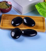 China Natural Polished Black Obsidian Palm Stone 6x4x2 cm Pocket Worry Gemstone for Stress Relief Home Decor for sale