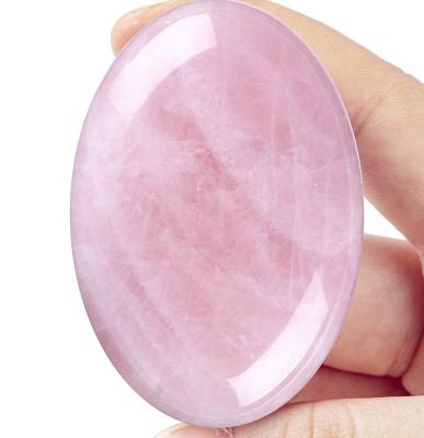 China Natural Rose Quartz Palm Stone 6×4×2 cm 71g Polished Worry Stone for Anxiety Relief and Home Decor for sale