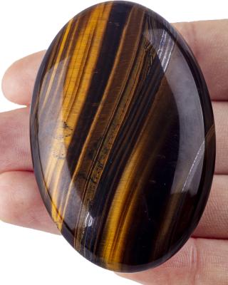 China Natural Tiger's Eye Palm Stone 6x4x2 cm Polished Healing Crystal for Energy Balance Retail Gift for sale