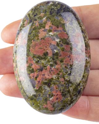 China Natural Polished Unakite Palm Stone 6x4x2 cm Worry Stone for Stress Relief Home Decoration for sale