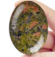 China Natural Polished Unakite Palm Stone 6x4x2 cm Worry Stone for Stress Relief Home Decoration for sale