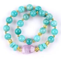 China 11MM 14MM Tianhe Stone Amethyst Crystal Gemstone Bead Bracelets 2 Layer for sale