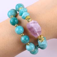 China 11MM 14MM Tianhe Stone Amethyst Crystal Gemstone Bead Bracelets 2 Layer for sale