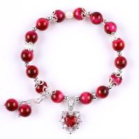 China 8mm Rose Red Tiger Eye Round Beaded Stretch Bracelet Healing Crystal Jewelry for sale