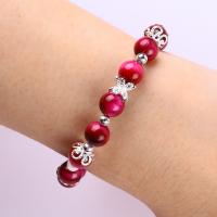 China 8mm Rose Red Tiger Eye Round Beaded Stretch Bracelet Healing Crystal Jewelry for sale