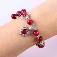 China 8mm Rose Red Tiger Eye Round Beaded Stretch Bracelet Healing Crystal Jewelry for sale