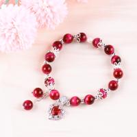 China 8mm Rose Red Tiger Eye Round Beaded Stretch Bracelet Healing Crystal Jewelry for sale
