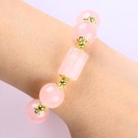China 12mm 14mm Natural Rose Quartz Crystal Bead Bracelet Healing Gemstone Stretch Bracelet for Daily Wear for sale