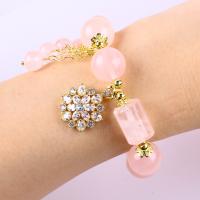 China 12mm 14mm Natural Rose Quartz Crystal Bead Bracelet Healing Gemstone Stretch Bracelet for Daily Wear for sale