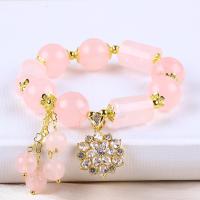 China 12mm 14mm Natural Rose Quartz Crystal Bead Bracelet Healing Gemstone Stretch Bracelet for Daily Wear for sale