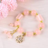 China 12mm 14mm Natural Rose Quartz Crystal Bead Bracelet Healing Gemstone Stretch Bracelet for Daily Wear for sale