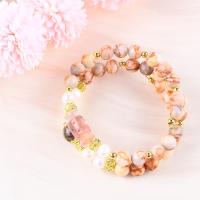 China Red Network Stone Handmade Gemstone Double Layer Adjustable Bead Bangle 8mm for sale