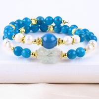 China Natural Apatite Crystal Stone Double Layer Adjustable Bangle Bracelet 8mm Beads Healing Jewelry Gift for sale