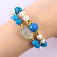 China Natural Apatite Crystal Stone Double Layer Adjustable Bangle Bracelet 8mm Beads Healing Jewelry Gift for sale