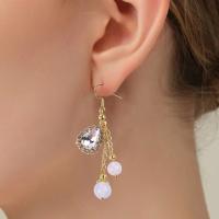 China 10MM 8MM Natural Crystal White Agate With Sparkling ​Teardrop Charm Dangle Bead Earring for sale
