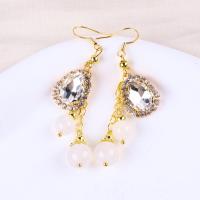 China 10MM 8MM Natural Crystal White Agate With Sparkling ​Teardrop Charm Dangle Bead Earring for sale