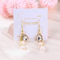 China 10MM 8MM Natural Crystal White Agate With Sparkling ​Teardrop Charm Dangle Bead Earring for sale