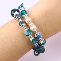 China Unicorn Carving Adjustable 2 Layer Azurite Stone Crystal Bracelet for sale