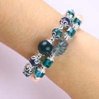 China Unicorn Carving Adjustable 2 Layer Azurite Stone Crystal Bracelet for sale