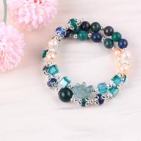 China Unicorn Carving Adjustable 2 Layer Azurite Stone Crystal Bracelet for sale