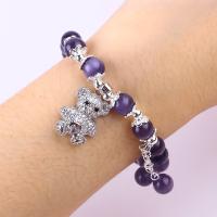 China 8mm Purple Cat Eye Crystal Stretch Bead Bracelet Natural Gemstone Jewelry Gift Unisex for sale