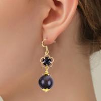 China Handmade Silver Sheen Obsidian Gemstone Pendant Earrings 4x1.2cm Healing Crystal Jewelry for sale